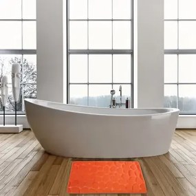 MSV PEBBLES koupelnová předložka 40 x 60 cm oranžová / polyester, PU p