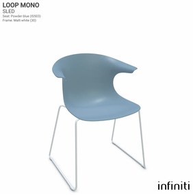 Židle Loop Mono Sled Barva kovové konstrukce: Matt white 30, Barva sedáku a opěradla z recyklovaného plastu: Powder blue IS503