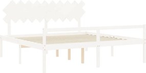 Postel s čelem pro seniory bílý 200x200 cm masivní dřevo 3195567