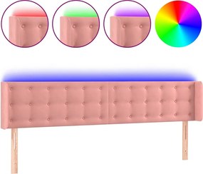Čelo postele s LED růžové 163 x 16 x 78/88 cm samet 3123729