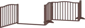 Zábrana pro psy s dvířky skládací 8 panelů hnědá 640 cm topol 3155634