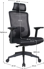 Ergonomická kancelářská židle PART - černá síťovina / nosnost 150 kg