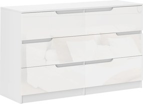 HOMCOM Komoda se 6 zásuvkami Moderní komoda do ložnice s protiskluzovou zásuvkou do obývacího pokoje a chodby 120x40x75 cm Bílá | Aosom