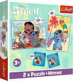 Trefl - Puzzle - LiloStitch: Šťastný den (2x puzzle + pexeso) / 30+48