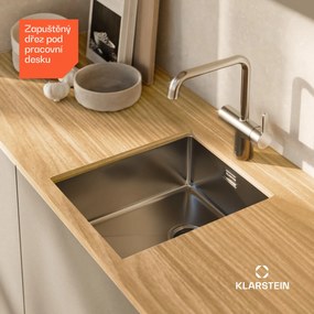 Klarstein TitanSteel Kuchyňský dřez 45 x 39 cm (DxŠ) s povrchem odolný vůči rzi, poškrábání a teplu