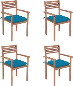 vidaXL Zahradní židle 4 ks podušky masivní teak [3062304] Barva: Světle modrá