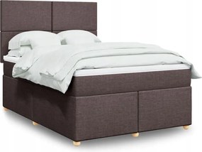 Box Spring Postel S Matrací Textil Tmavě Hnědá Hladký design 160 x 200 cm