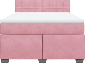 Box spring postel s matrací růžová 160x200 cm samet 3286359