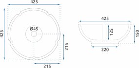 Rea Vivien, umyvadlo na desku 425x425x150, bílá-modrá, REA-U5666