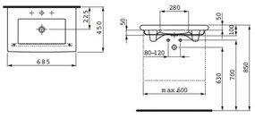 BPS-koupelny Keramické umyvadlo Laufen Living 688144350001041