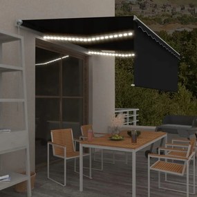 VidaXL Ručně rolovaná markýza se závěsem a Led světlem