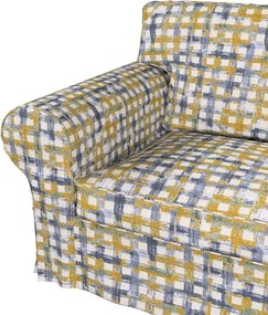 Potah na pohovku IKEA Ektorp 2-místná s lenoškou barva modrá látka pletený vzor, vzorované