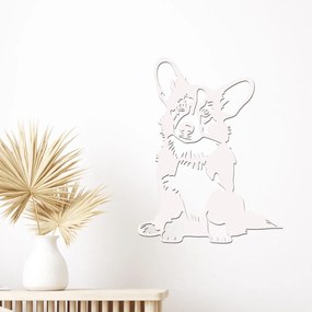 dřevo života Dřevěná dekorace psa Corgi Rozměry (cm): 45x60, Barevný vzor: Bílá