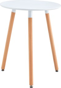 Jídelní stůl, bílá/buk, průměr 60 cm, ELCAN NEW TYP 1