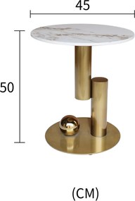 Odkládací stolek Modig 45 cm zlatý/mramor