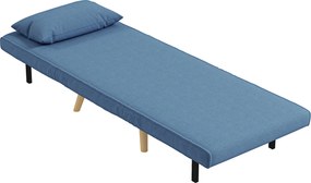 HOMCOM 3v1 skládací spací křeslo pro jednu osobu, 5 poloh zádové opěrky, látkový potah s polštářem, modrá