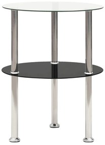 2patrový odkládací stolek průhledný a černý 38 cm tvrzené sklo - Default Title