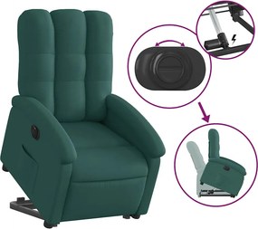 Elektrické zvedací polohovací křeslo tmavě zelené textil 3204122