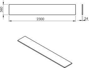 Sapho PLATO deska Rockstone 2300 x 24 x 360 mm bílá mat PL236-0101