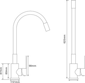 Gamma Flex 2000, stojánková dřezová baterie s flexibilním ramenem, černá-měděná matná, GMA-BFX-2000BRGD