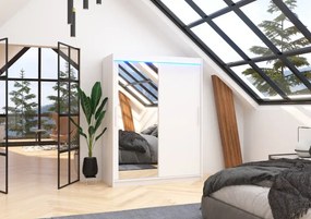 Posuvná skříň se zrcadlem a LED osvětlením BIANCO 150