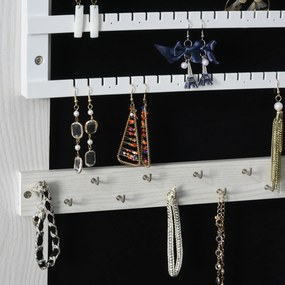 HOMCOM šperkovnice se zrcadlem na stojanu, několik úložných možností a LED osvětlení, bílá, rozměry: 38Š x 38H x 157V cm