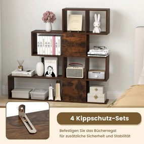 Costway Moderní 5 Dřevěná přepážka na knihy ve stylu žebříku