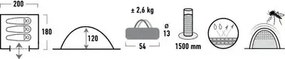 High Peak Beaver 3 / Stan pro 3 osoby / 200x180 x 120 cm / vodní sloup