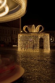Easy Fix LED světelný závěs venkovní, 100 × 300 cm, teple bílá, 300 diod, bílý kabel, IP67, prodlužovací