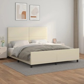 Rám postele s čelem krémový 160x200 cm umělá kůže 3125459