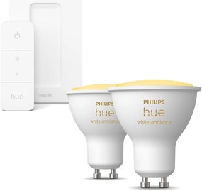Sada chytrého osvětlení philips huewa 4.3w gu10 2p eur + philips hue dimmer switch eu/uk v2