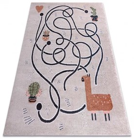 Dywany Łuszczów, Dětský kusový koberec Fun Game llama beige, 80x150, béžová, dětský pokoj