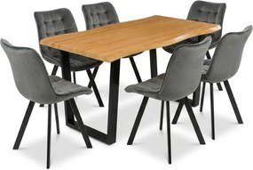 Vikio Jídelní set pro 6 osob 160x90 cm dub noha U šedá židle VJS156-6S-S