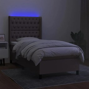 Box spring postel s matrací a LED taupe 90x190 cm textil 3138521