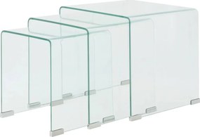 vidaXL Hnízdové stolky 3 ks 42 x 42 x 41,5 cm tvrzené sklo [244190] Barva: transparentní