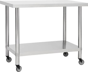 vidaXL Kuchyňský pracovní stůl s kolečky 100x45x85 cm nerezová ocel [51638]