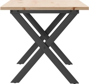 Konferenční stolek s X rámem 100x50x45 cm borové dřevo a ocel 3282688