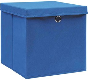 Úložné boxy s víky 4 ks modré 32 x 32 x 32 cm textil 288338