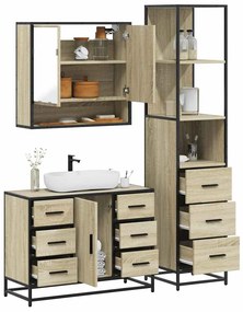 3dílný set koupelnového nábytku dub sonoma kompozitní dřevo 3301171