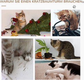 PawHut škrabadlo s odnímatelným polštářem, do 30 kg, škrabadlo, kočičí strom s plošinou, stabilní, sisal, světle hnědá, 45x45x91cm| Aosom
