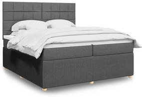 Box spring postel s matrací tmavě šedá 200x200 cm textil