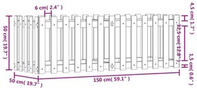 Vyvýšený záhon plotový design černý 150x50x50 cm masiv borovice