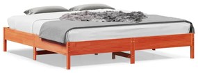 Rám postele voskově hnědý 200 x 200 cm masivní borovice,  842685