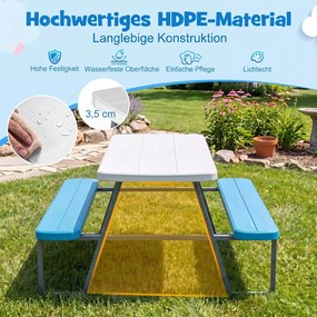 Costway Dětská sedací sestava z HDPE Dětský piknikový stůl s 2 lavicemi