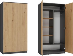 TPS Šatní skříň SD-90, antracit / dub artisan