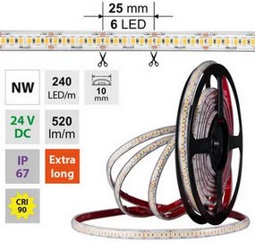 LED pásek McLED 24V neutrální bílá CRI90 š=10mm IP67 6W/m 240LED/m SMD2835 ML-126.033.90.2