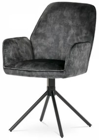 Jídelní konferenční židle, černá látka dekor žíhaný samet kovové černé nohy HC-511 BK4