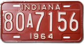 Americká SPZ Indiana 1964 Red 80A7156