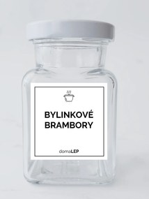 Samolepka na kořenky BYLINKOVÉ BRAMBORY bílá 5 × 5 cm tučné písmo