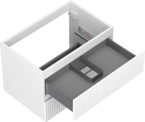 Mexen Rivel, koupelnová skříňka pod umyvadlo 70 cm, 2 zásuvky, drážkovaná, bílá matná, 91A20-07047-2-BFF01